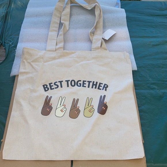 Bags | Peace Unity Canvas Tote Bag Nwt Says Best Together Poc Human ...